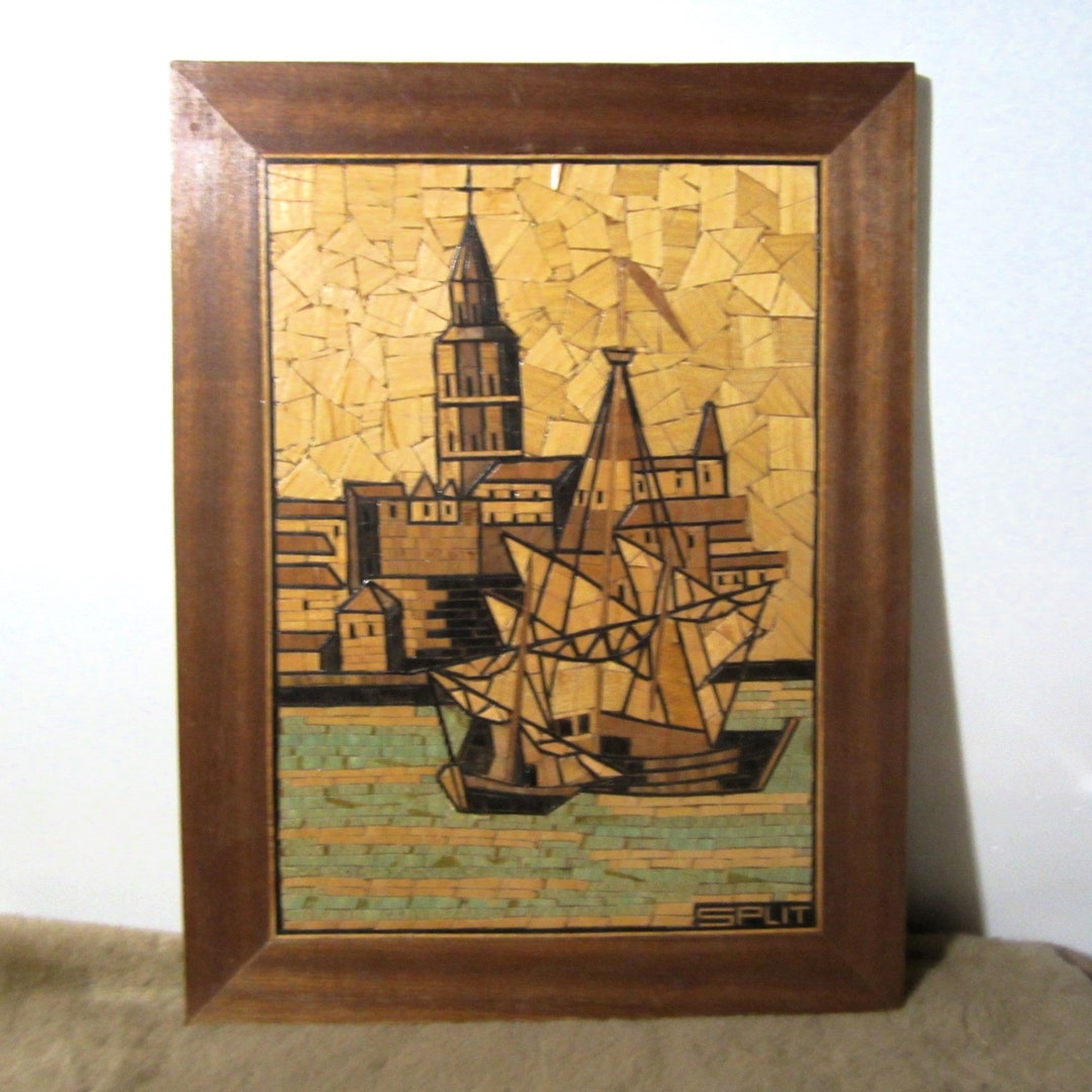 NOS Croatian Adriatic Coast Dalmatia 'split' Handmade Wood Art Mural ...