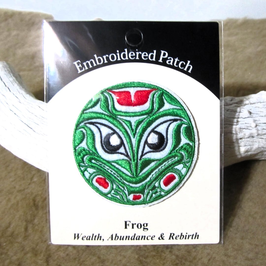 Coast Salish First Nations 'frog' Iron on Embroidered Patch Pacific ...