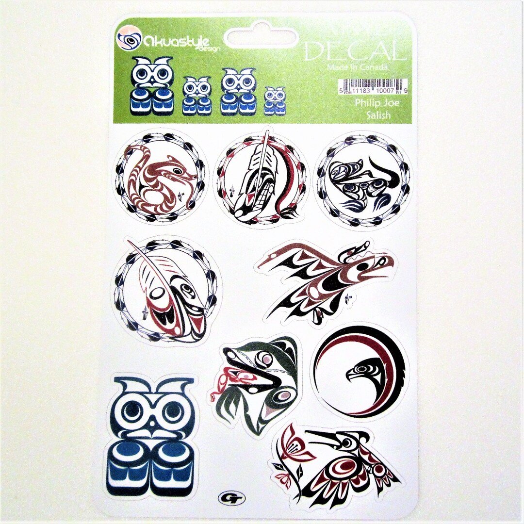 Salish First Nation 'north West Spirit' 9 Vinyl Sticker Decal Set ...