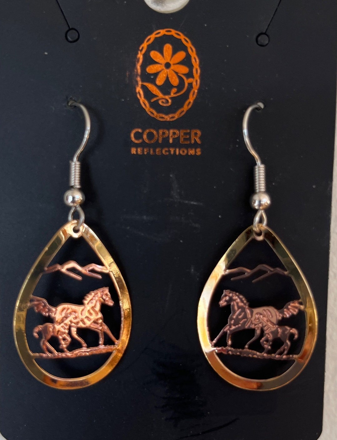 First Nations 'horse' Copper Silver Plate Earrings Pacific North West ...