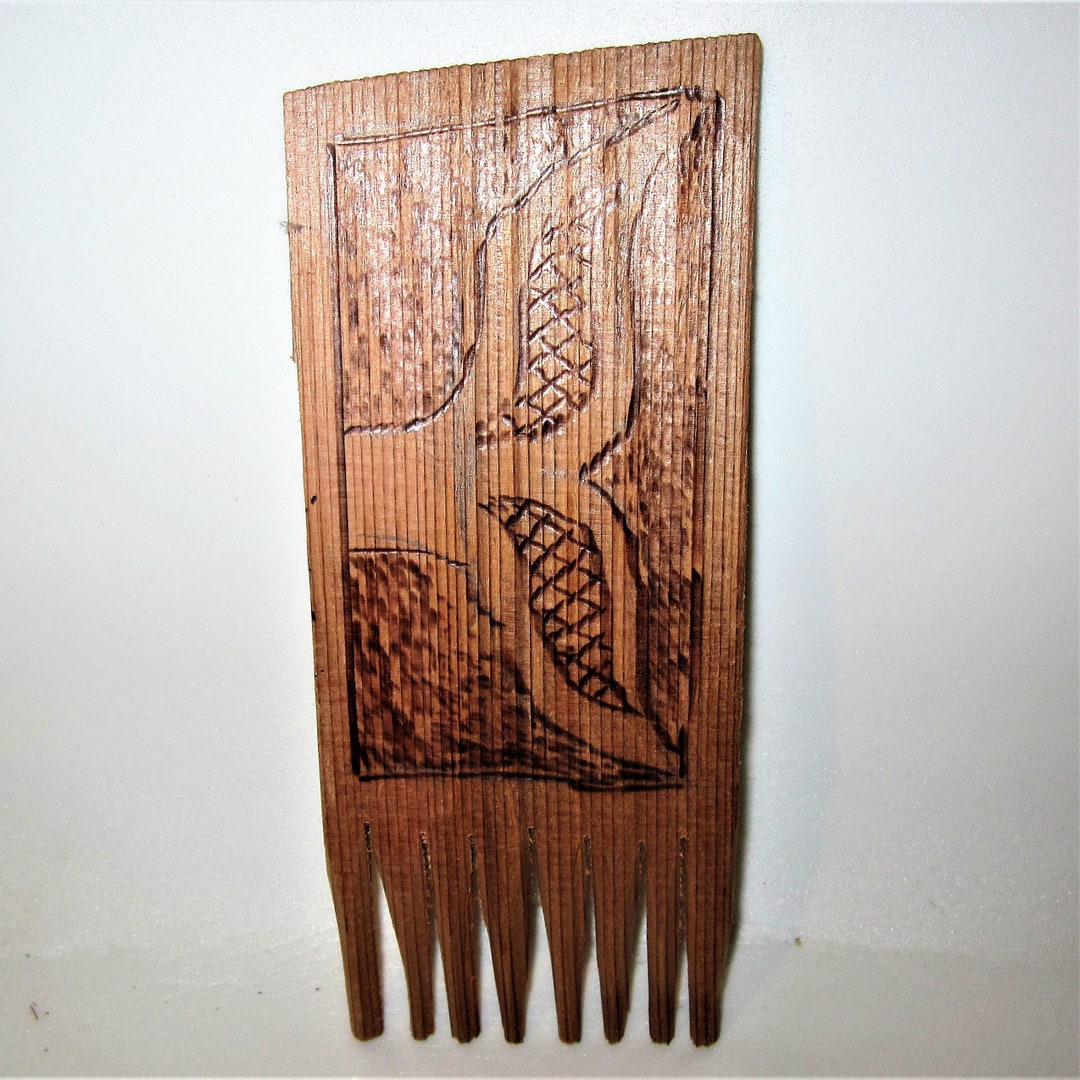 Kwakiutl ''whale Tail / Wild Woman'' Hair Comb Pyrographic Wood Burn ...