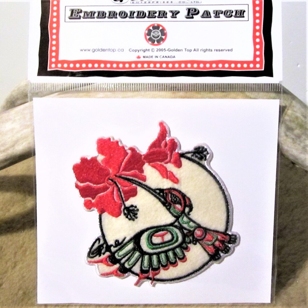 First Nations 'hummingbird' Embroidered Patch 4'' Pacific North West ...