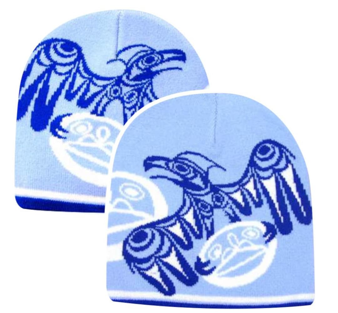 Coast Salish First Nation 'raven Brings the Light' Stretch Fit Tuque ...
