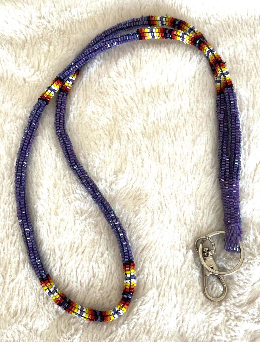 Ojibway First Nations Dark Purple Peyote Stitched Cut Glass Neck ...