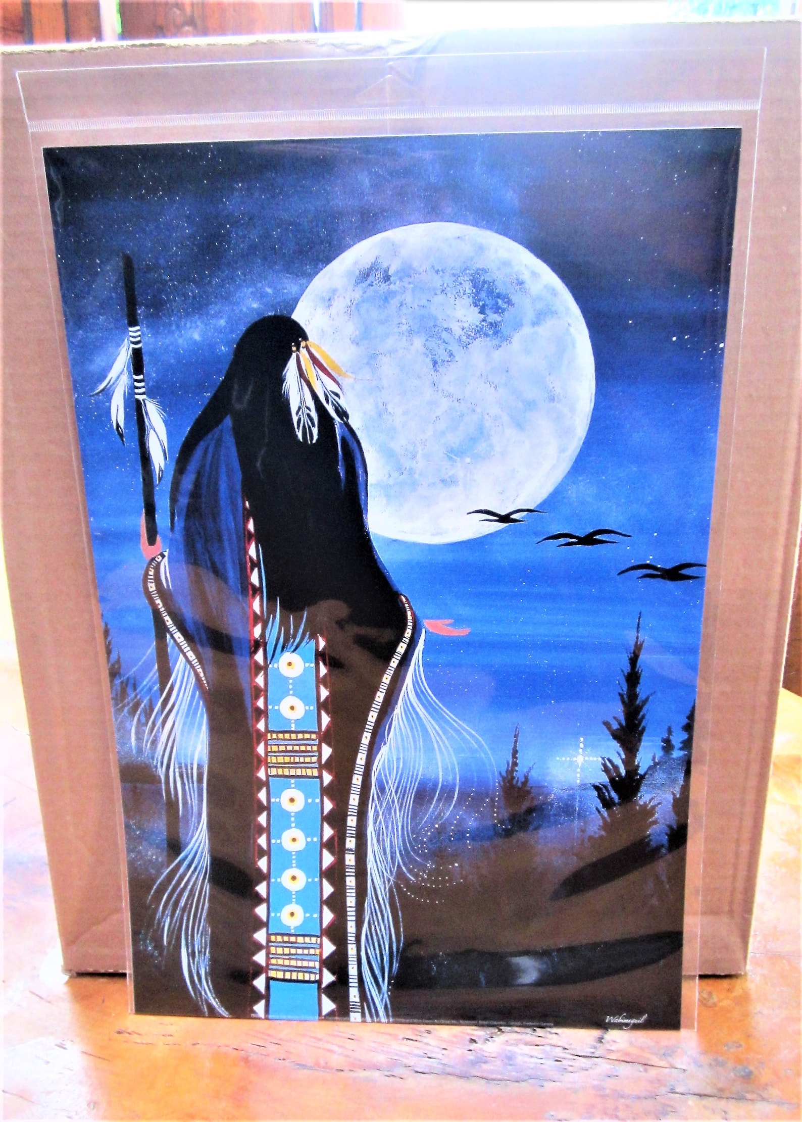 Cree First Nation 'Winter Moon' Contemporary Native | Etsy