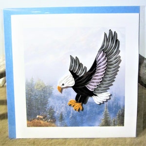 3D Quilled 'flying Eagle' Handmade Wildlife Art Greeting Post Card 6 ...