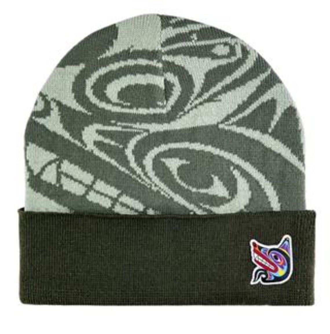 Coast Salish Kwakiutl First Nations 'urban Wolf' Stretch Fit Toque ...
