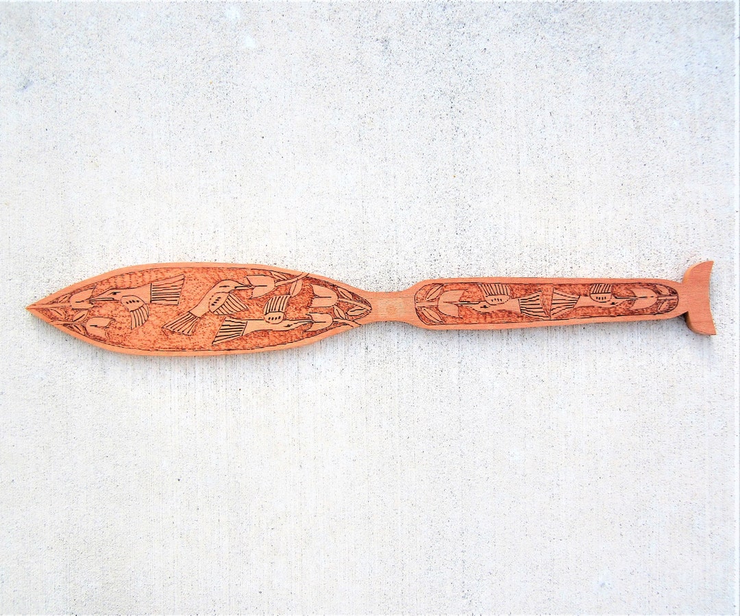 Kwakiutl First Nation 'hummingbirds' Pyro Wood Burn Paddle Carving West ...