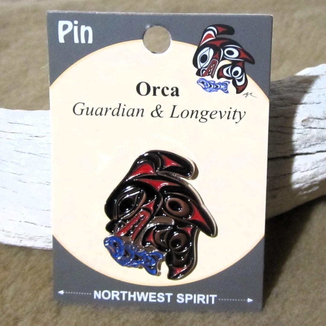 Coast Salish First Nations 'orca' Enamel Pin Brooch Pacific North West ...