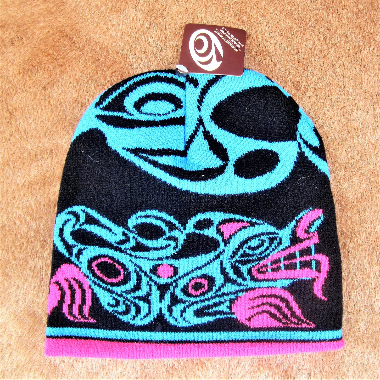 Coast Salish First Nations 'wolf' Stretch Fit Toque / Winter Ski Hat ...