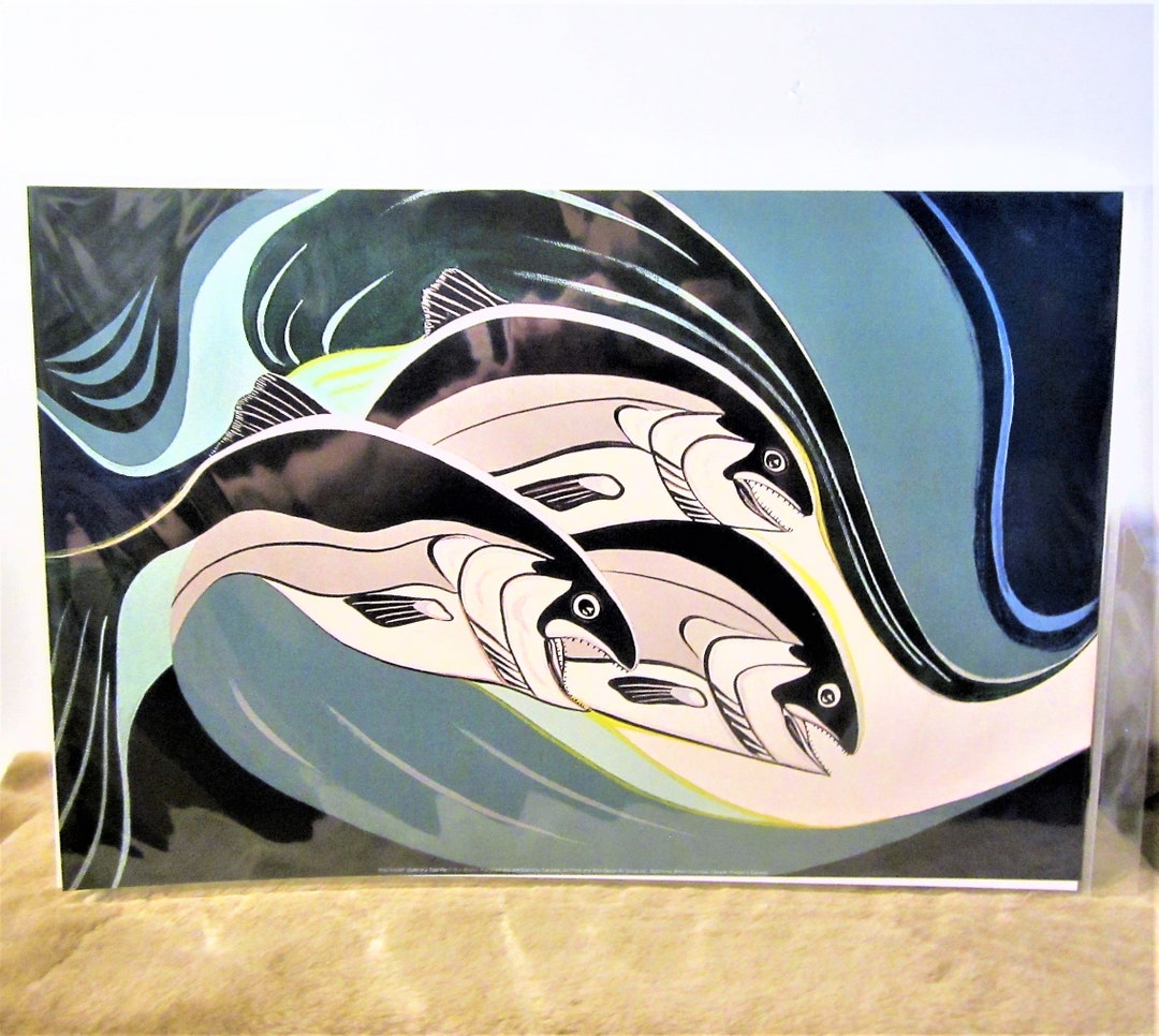 Ojibway First Nation 'coho in a Tidal Rip' Contemporary Eastern ...