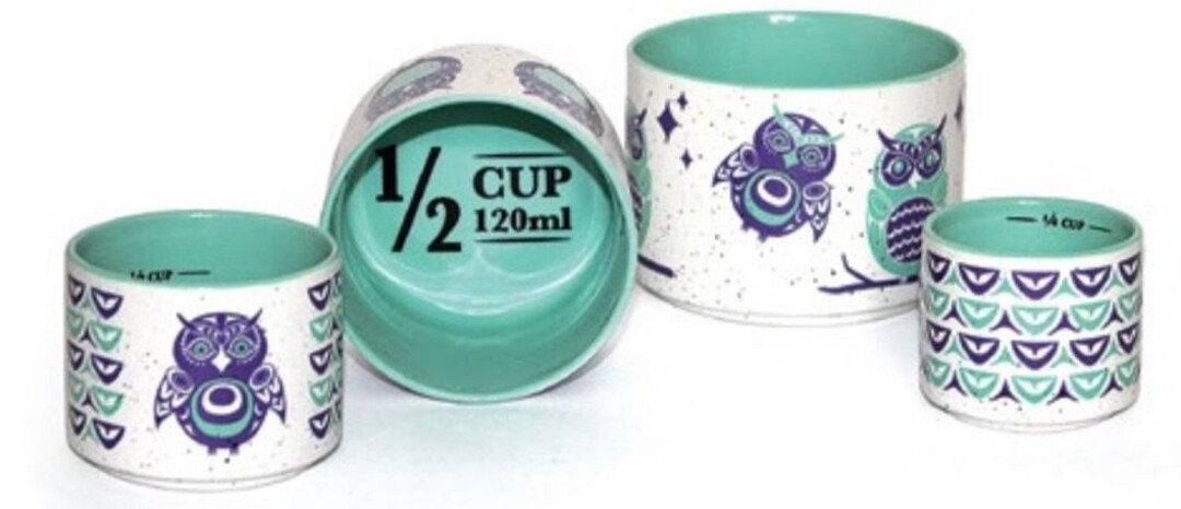 Coast Salish First Nation 'owls' Ceramic Nesting Set of 4 Measuring ...