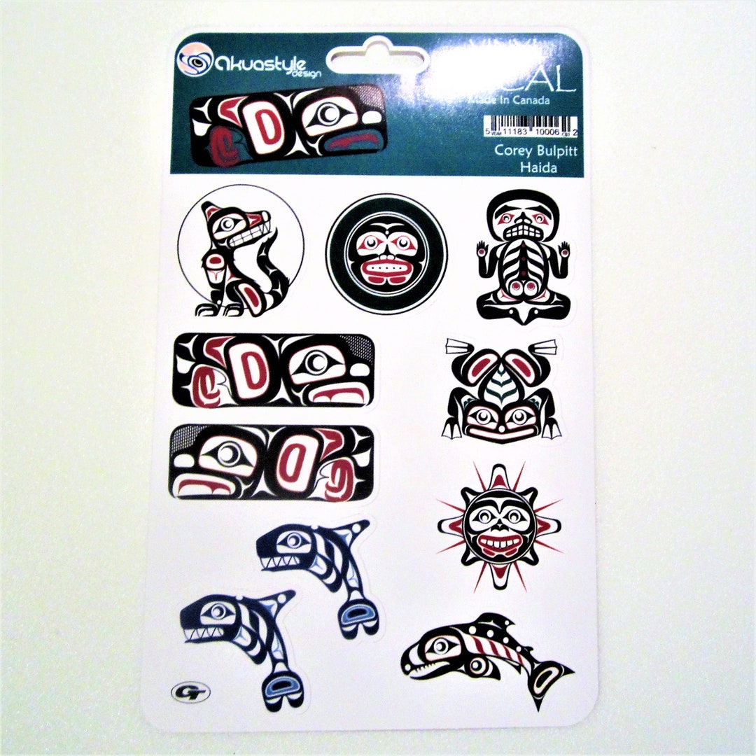 Haida First Nation 'north West Spirit' 10 Vinyl Sticker Decal Set ...