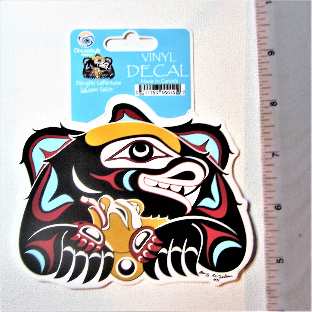 Coast Salish First Nation 'grizzly Bear & Cub' Vinyl Sticker Decal ...