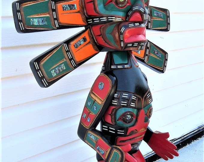 Kwakiutl First Nation ''sun & Man'' Red Cedar Totem Pole Pacific North ...
