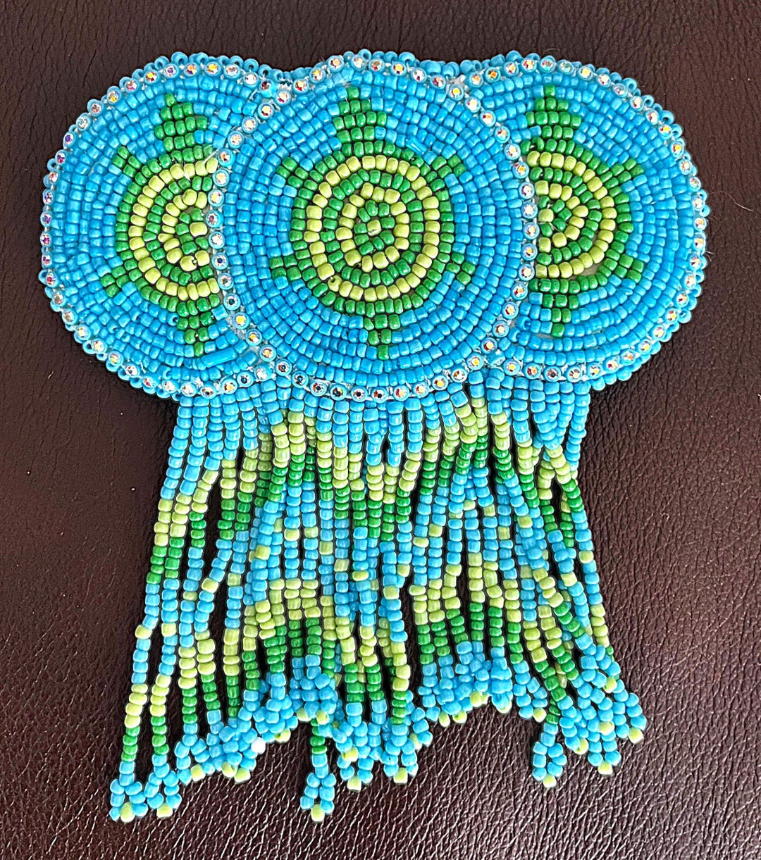 Cree First Nations Hand Beaded Light Blue 'turtle' Hair Barrette Great ...