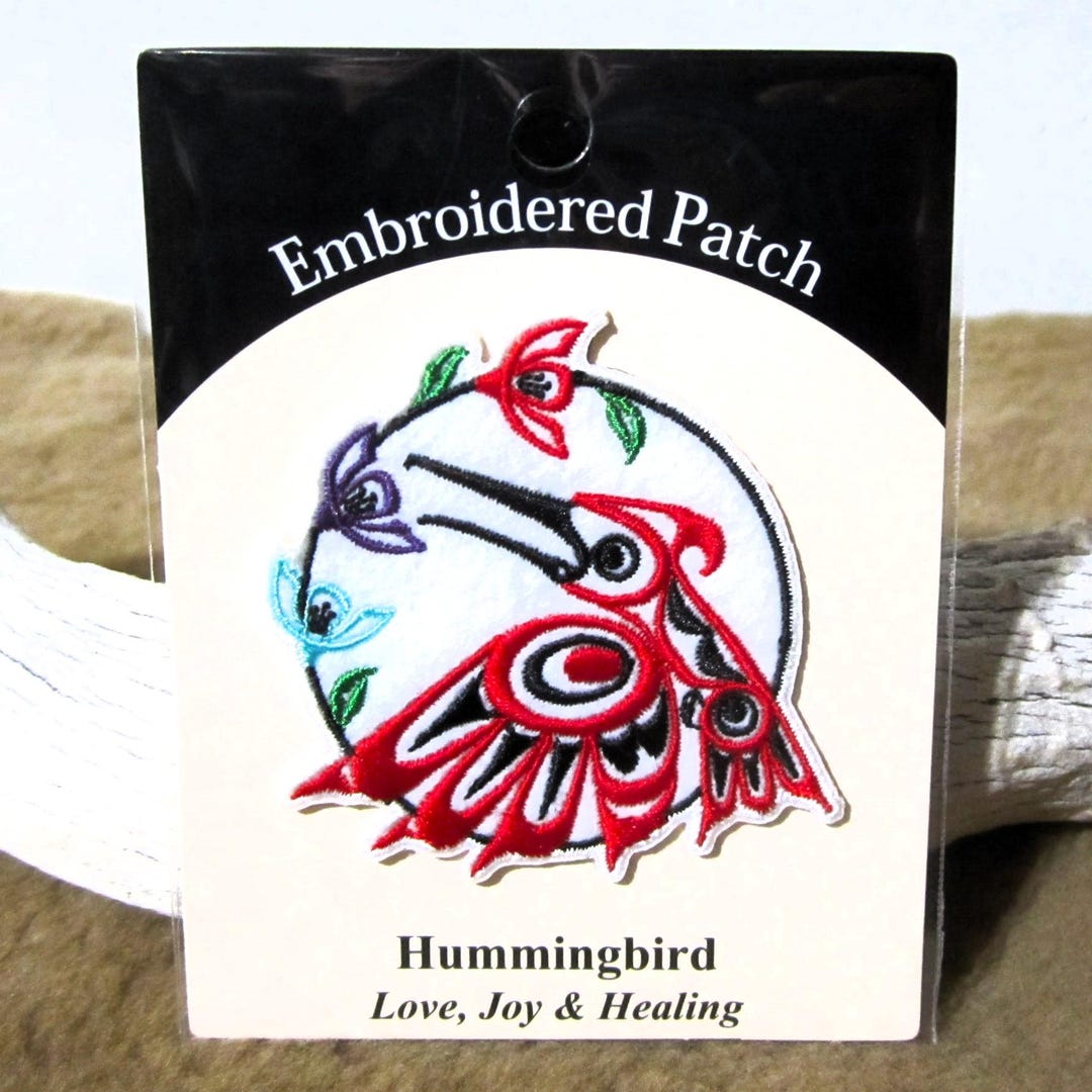 Coast Salish First Nations 'hummingbird' Iron on Embroidered Patch ...