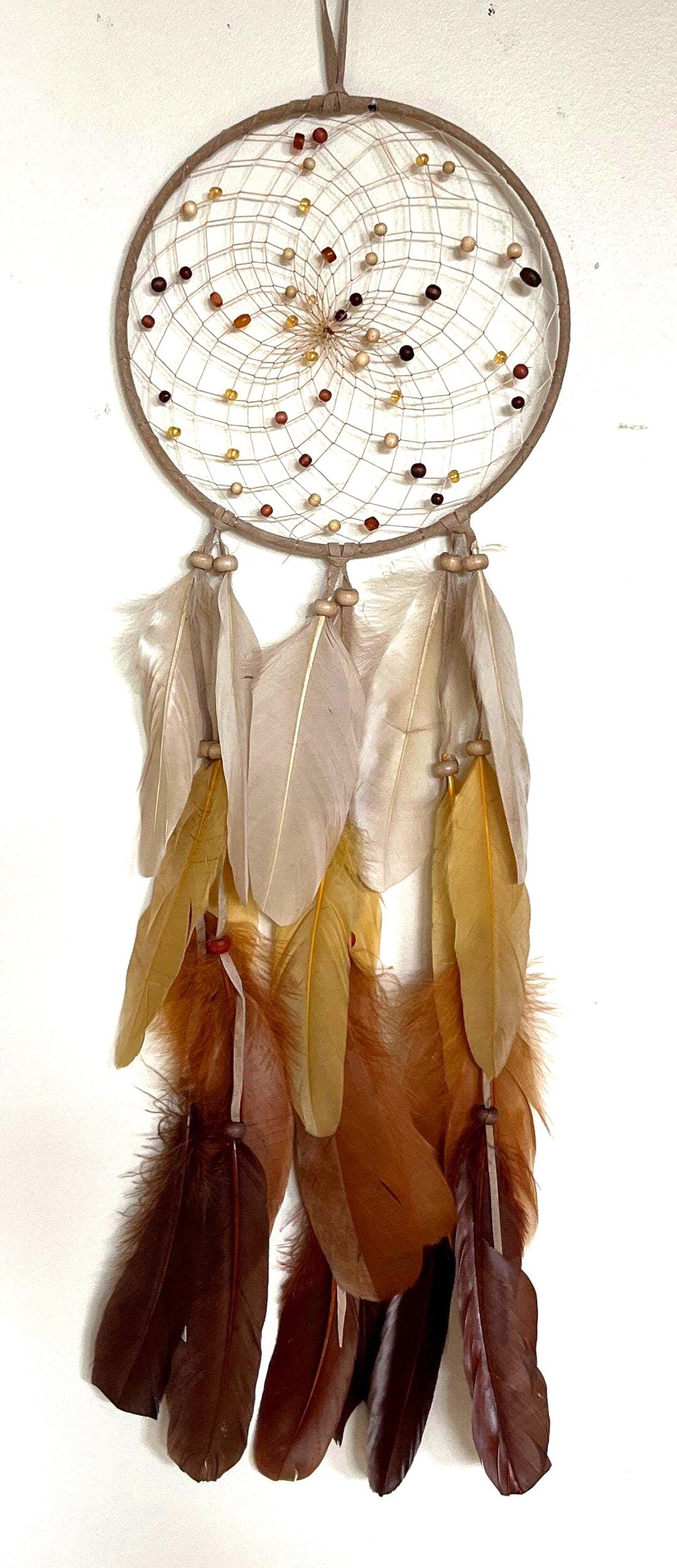 Coast Salish Sto:lo First Nation Handmade Ombre Brown 7″ Dream Catcher ...