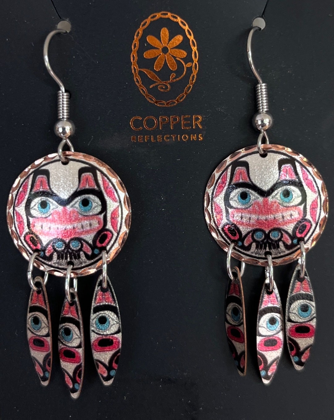 First Nations Copper Silver Plate Earrings Pacific North West - Etsy