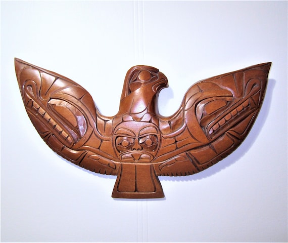 Heiltsuk First Nation 'Eagle & Sisiutl' Cedar Carving | Etsy