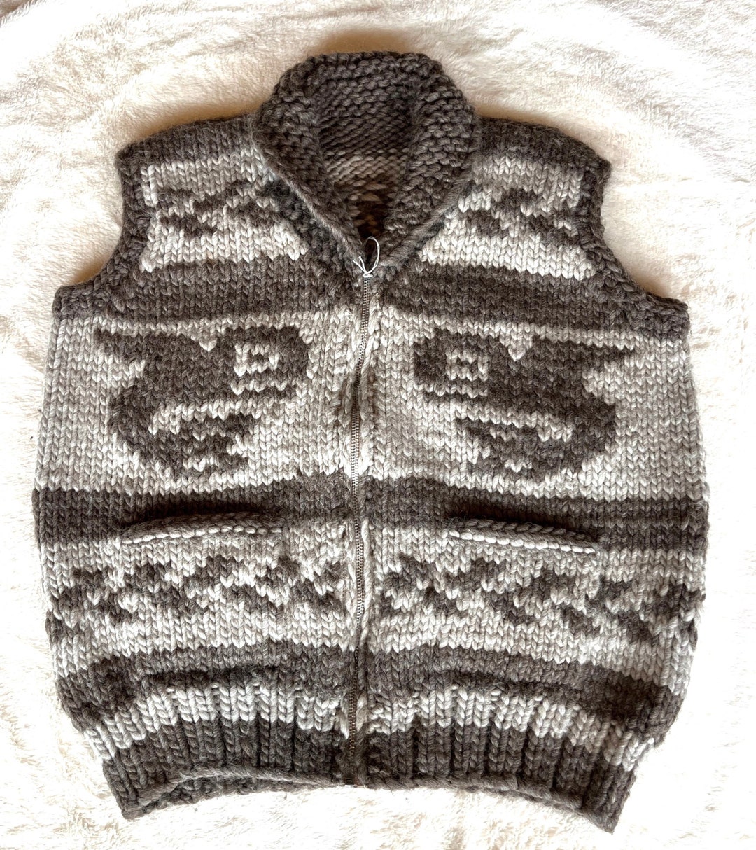 Coast Salish Cowichan First Nation 'whale' Knit Adult Winter Sweater ...