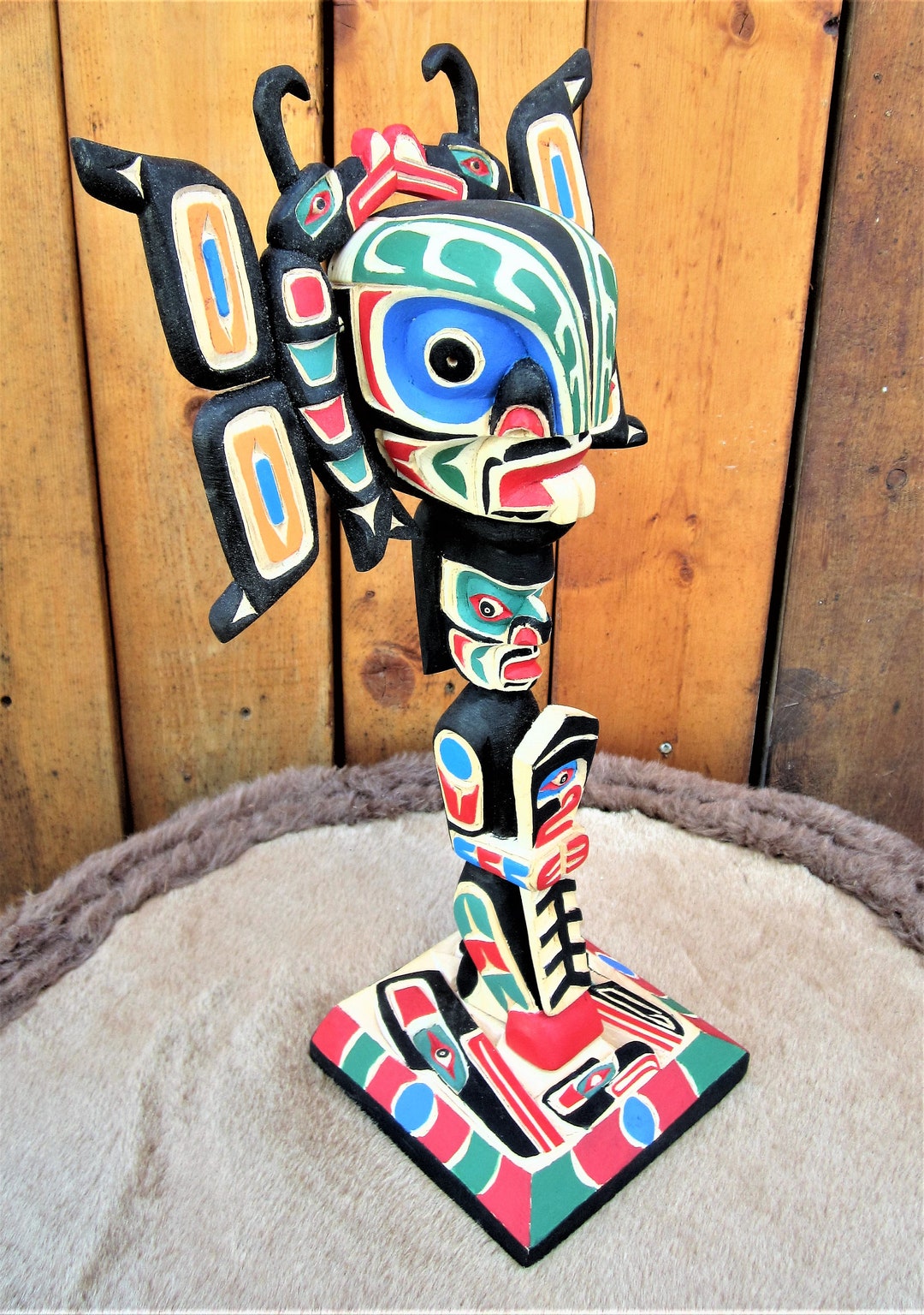 Kwakiutl First Nation ''butterfly'' Rattle Totem Carving Pacific North ...