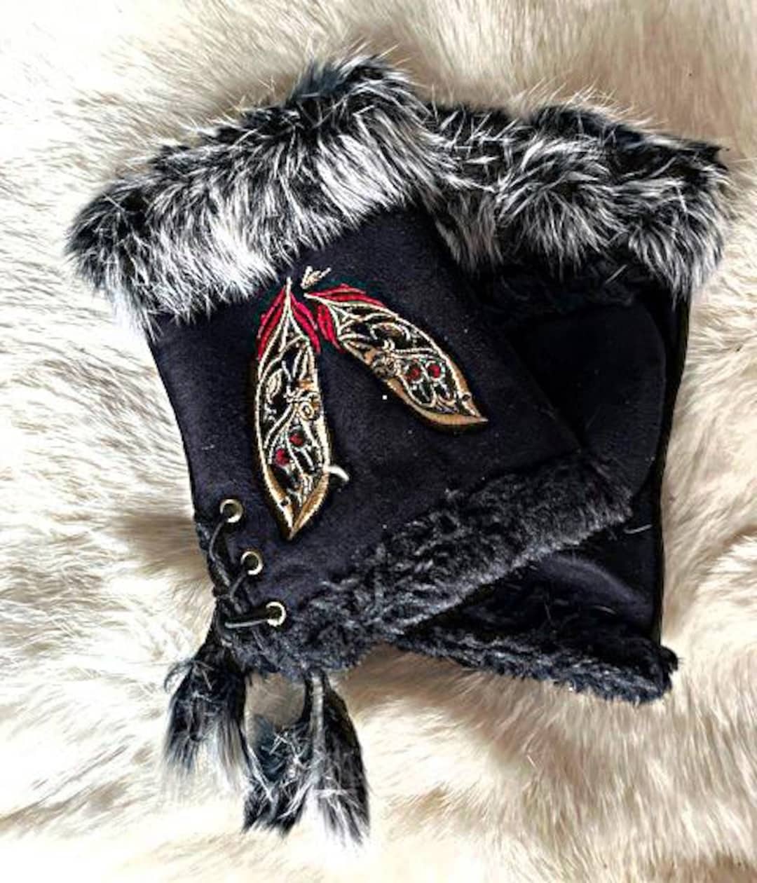 First Nations 'eagle Feathers' Fingerless Winter Texting Gloves Pacific ...