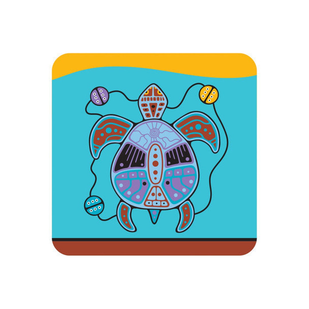Ojibway First Nation 'turtle' Cork Backed Coaster Eastern Woodlands ...