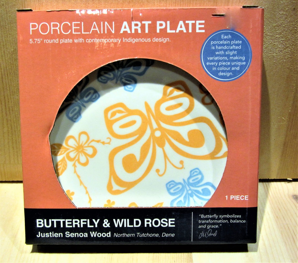 Northern Tuchone, Dene First Nations 'butterfly & Wild Rose' 5 3/4 ...