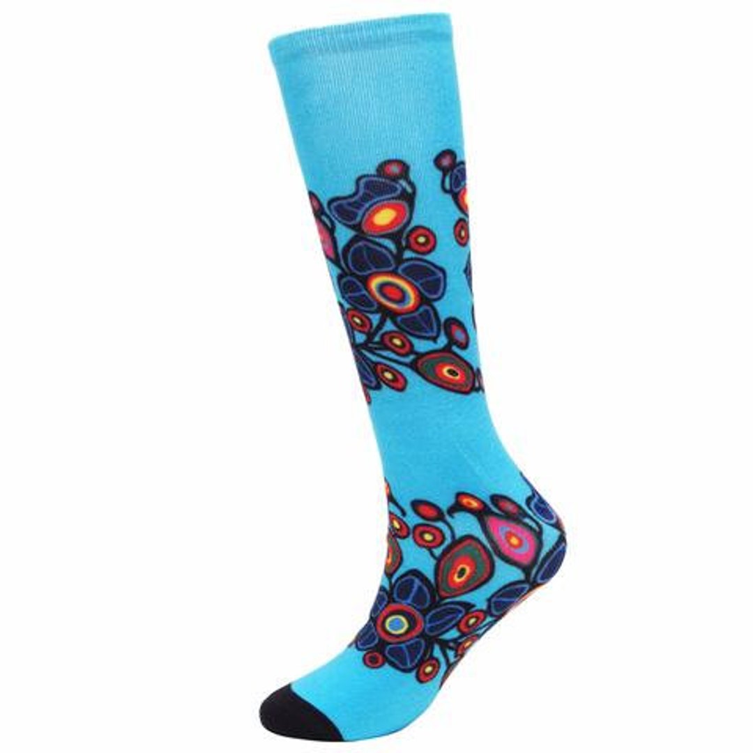 Ojibway First Nation 'flowers and Birds' Socks Size M/L Adult Eastern ...