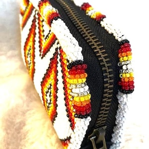 Anishinaabe First Nation Beaded White Coin Change Purse Eastern ...