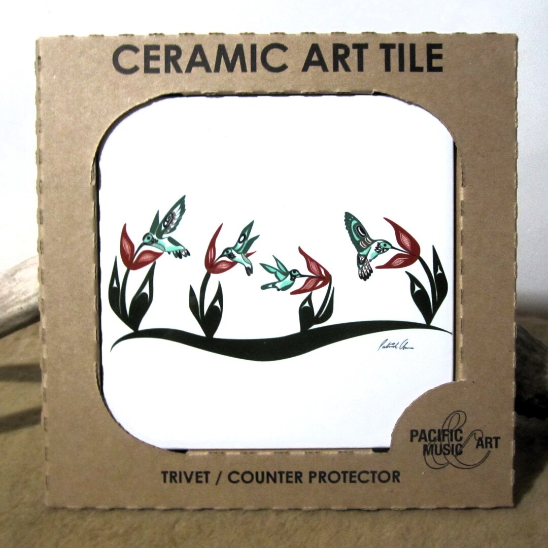 Nuu Chah Nulth First Nation 'hummingbirds' Ceramic Tile Trivet Pacific ...