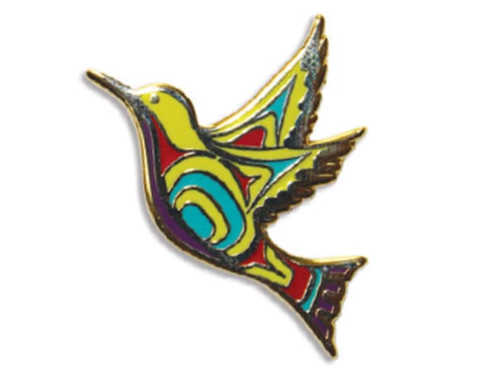 Coast Salish First Nations 'hummingbird' Enamel Pin Brooch Pacific ...