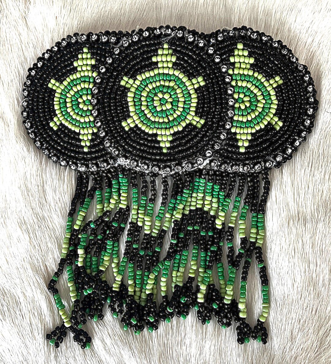 Cree First Nations Hand Beaded 'black Turtle' Hair Barrette Great ...