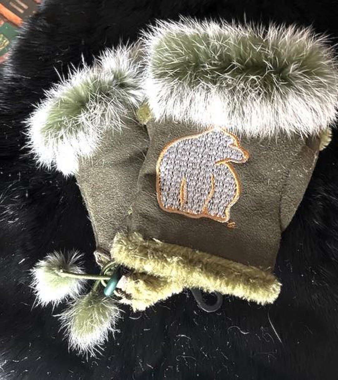 First Nations 'bear' Fingerless Winter Texting Gloves Pacific North ...