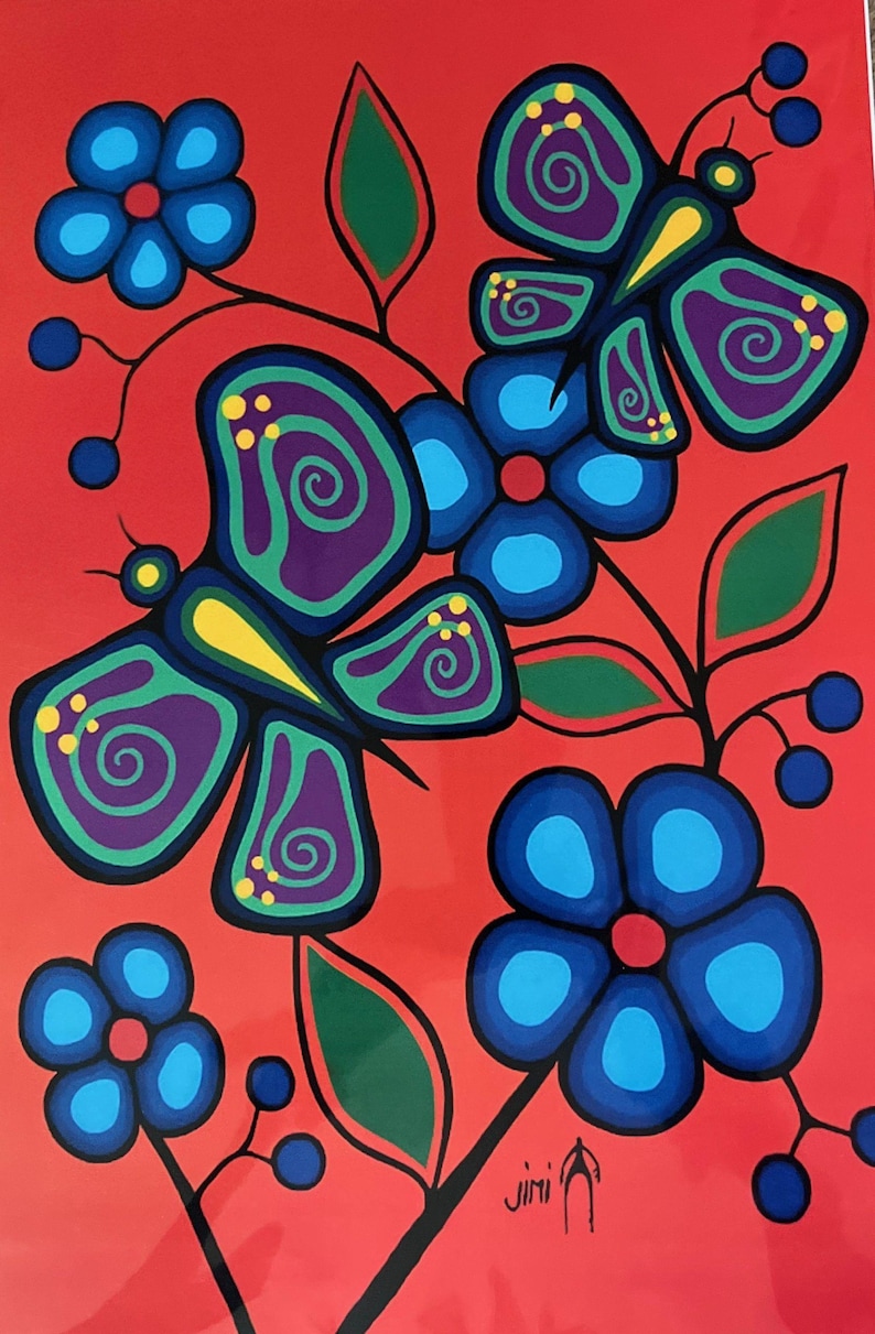 Ojibway First Nation 'butterflies and Flowers' Contemporary Eastern ...