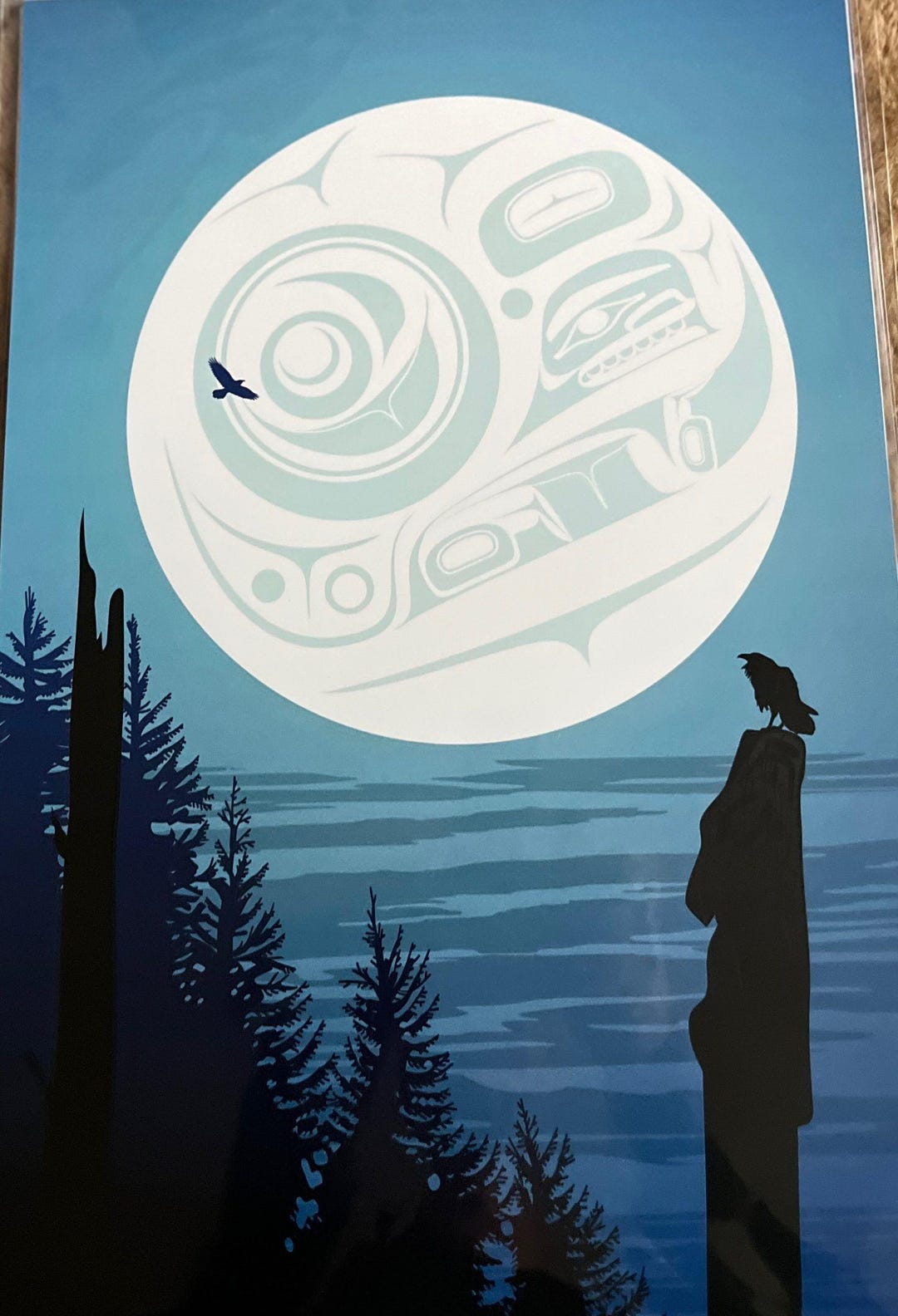 Tlingit First Nation 'full Moon Raven' Contemporary Pacific North West ...