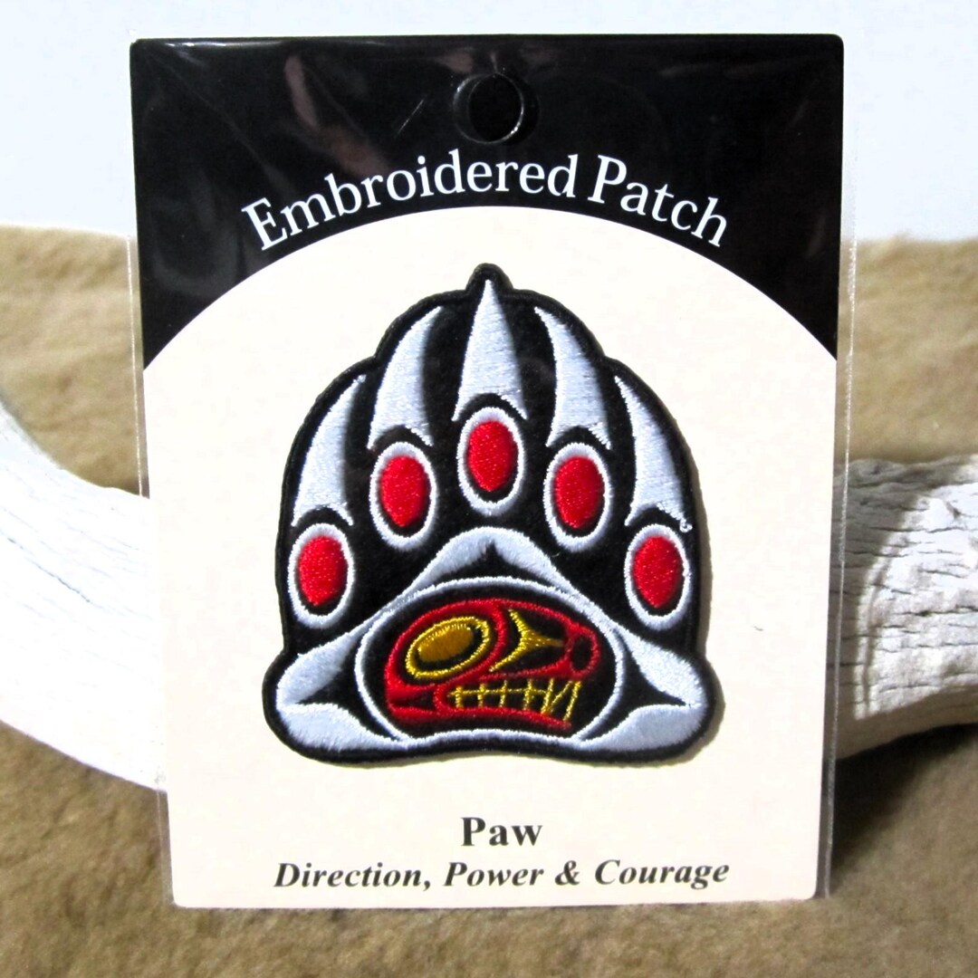 Coast Salish First Nations 'paw' Iron on Embroidered Patch Pacific ...