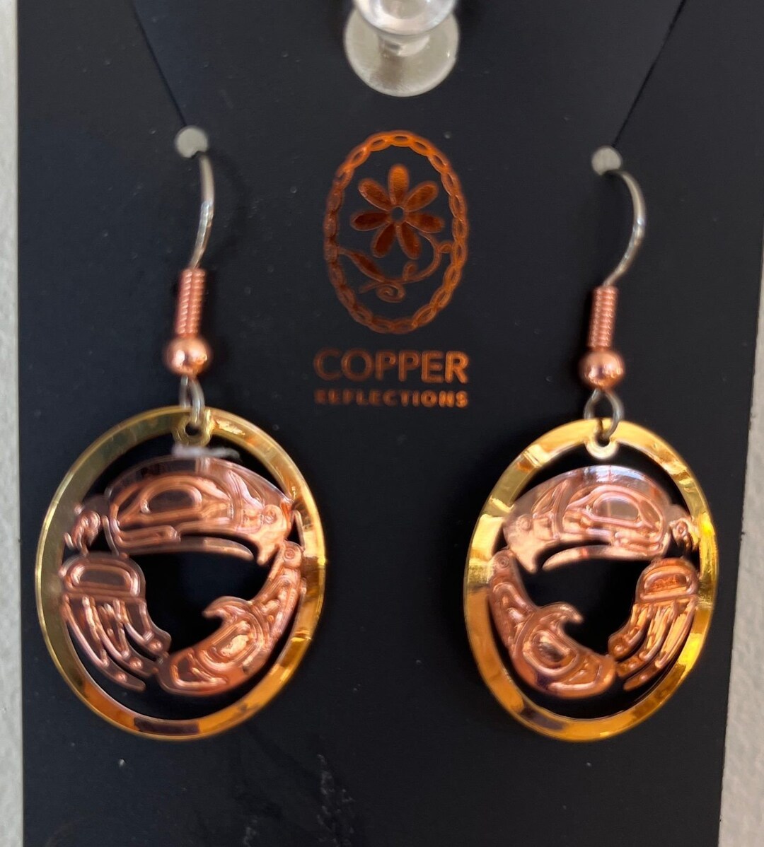 First Nations 'eagle' Copper Silver Plate Earrings Pacific North West ...