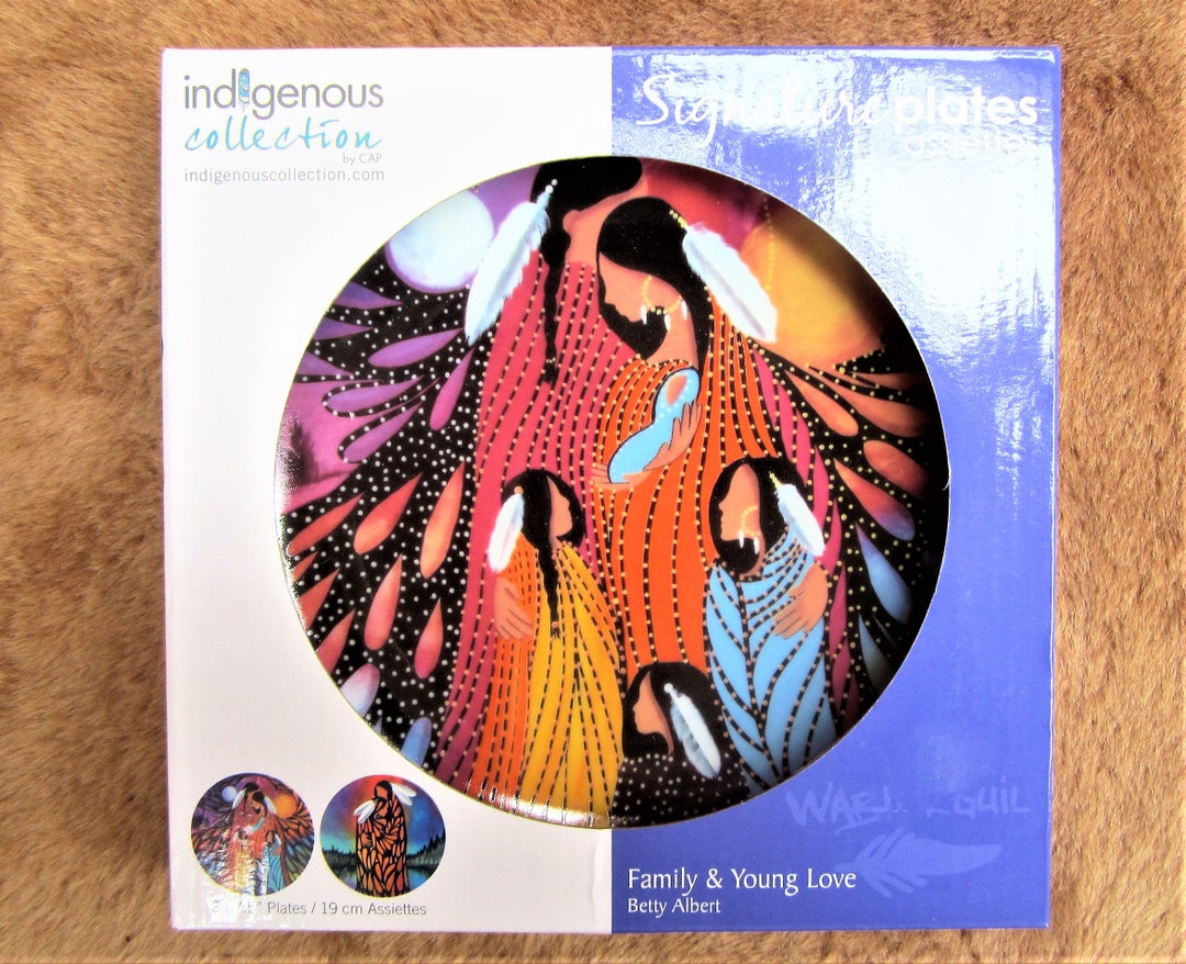 Cree First Nation 'family & Young Love' Set of 2 Porcelain Signature ...