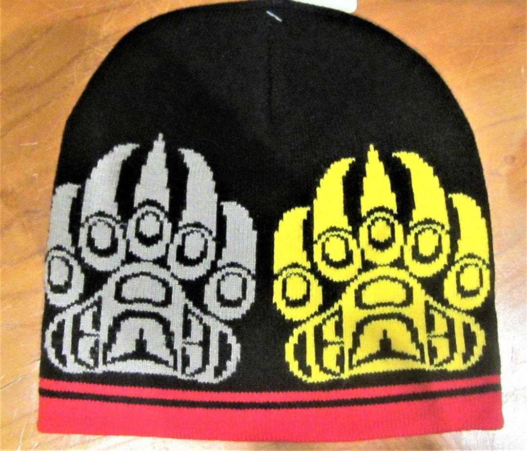Coast Salish First Nations 'paw' Stretch Fit Tuque / Winter Ski Hat ...