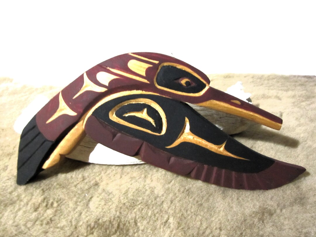 Kwakiutl First Nation ''hummingbird'' Cedar Wood Carving Pacific North ...