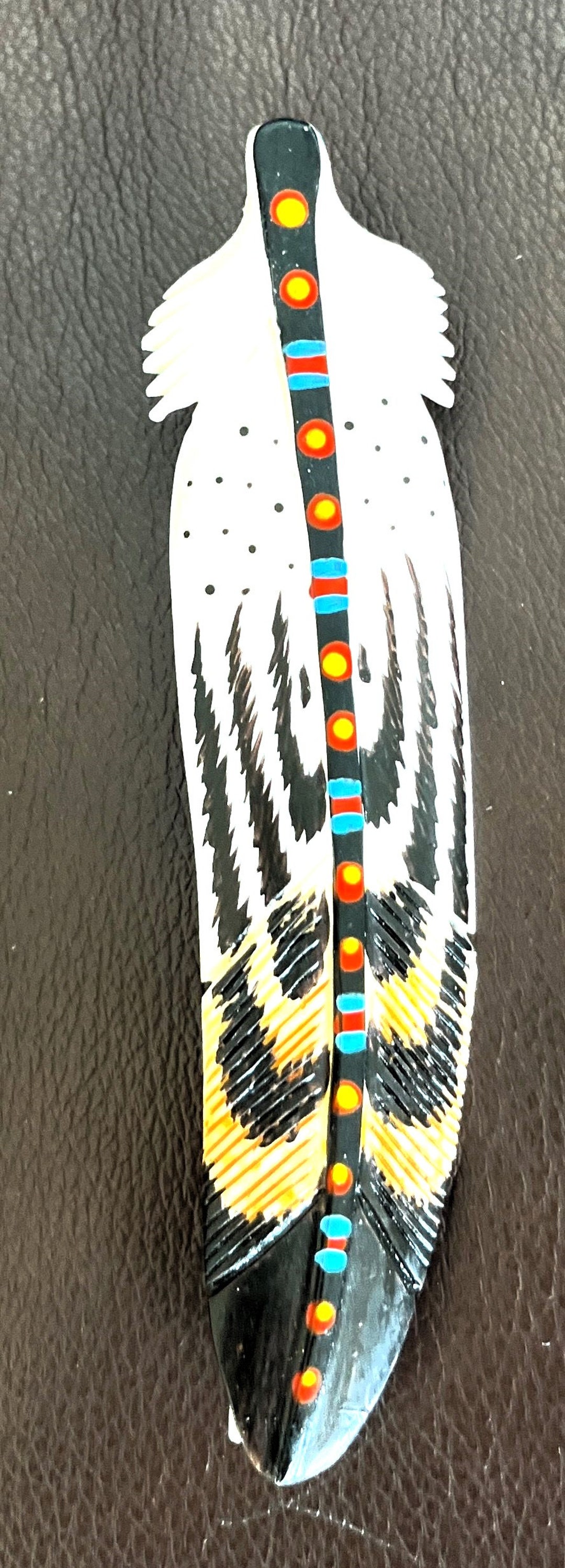 Cree First Nations Hand Carved Painted Feather 'black' Hair Barrette ...