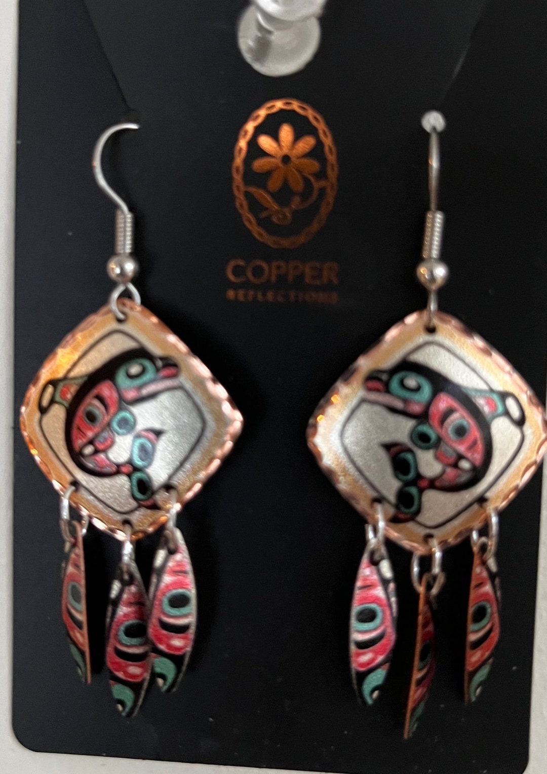 First Nations 'whale' Copper Silver Plate Earrings Pacific North West ...