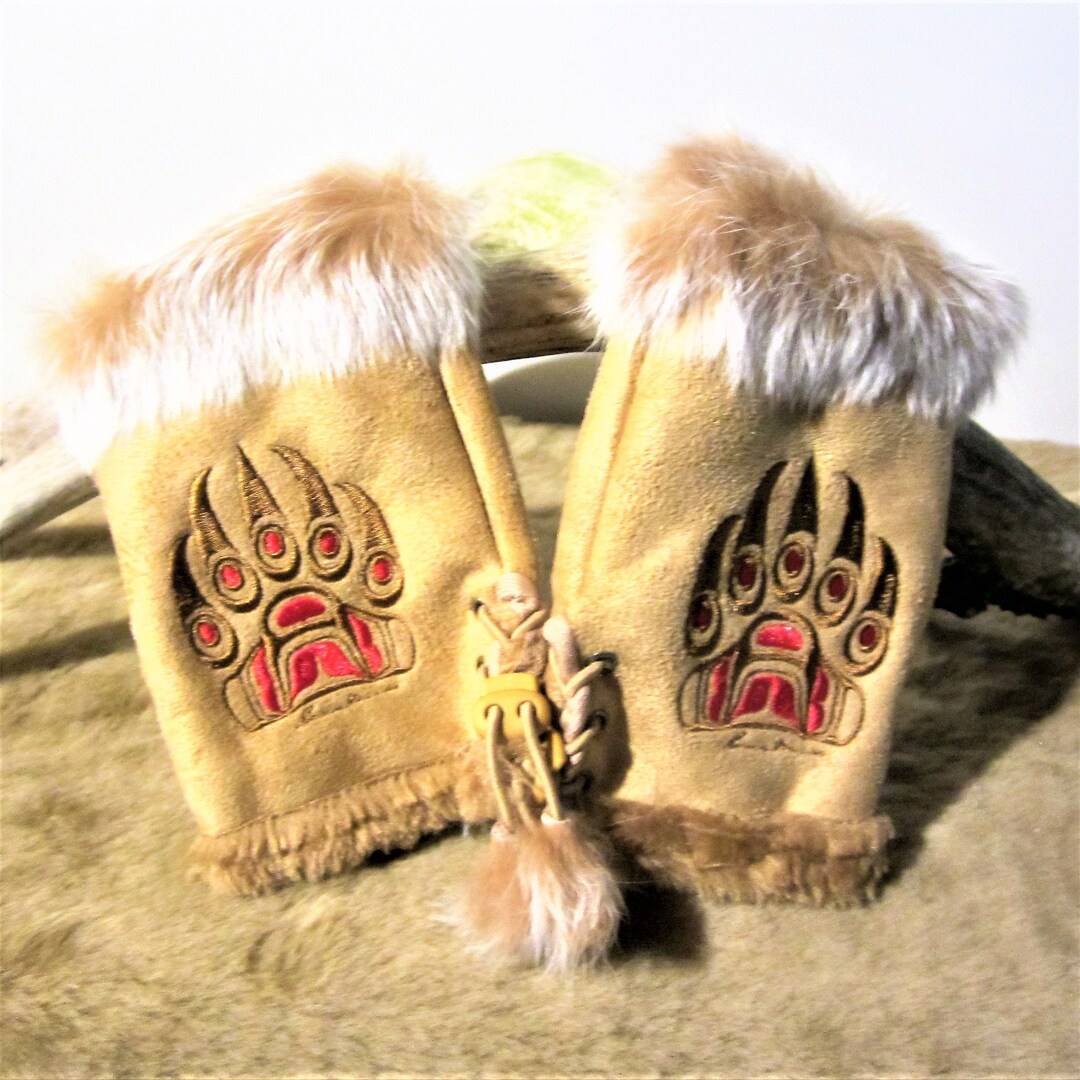 Coast Salish First Nation 'bear Paw' Fingerless Texting Gloves Pacific ...