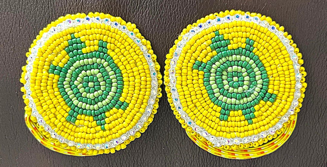 Cree First Nations Hand Beaded 'yellow Turtle' Hair Tie Great Plains ...