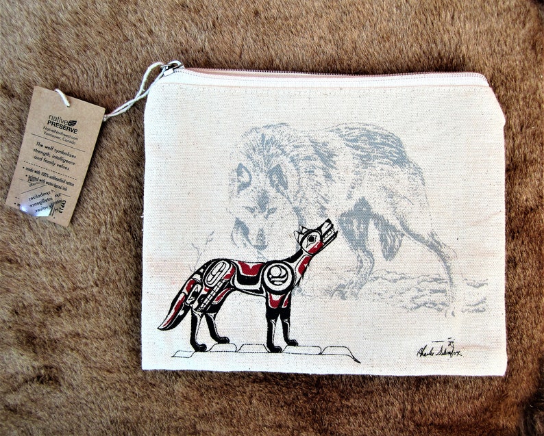 Tlingit First Nations ''wolf'' Canvas Zippered Pouch Change Purse First ...