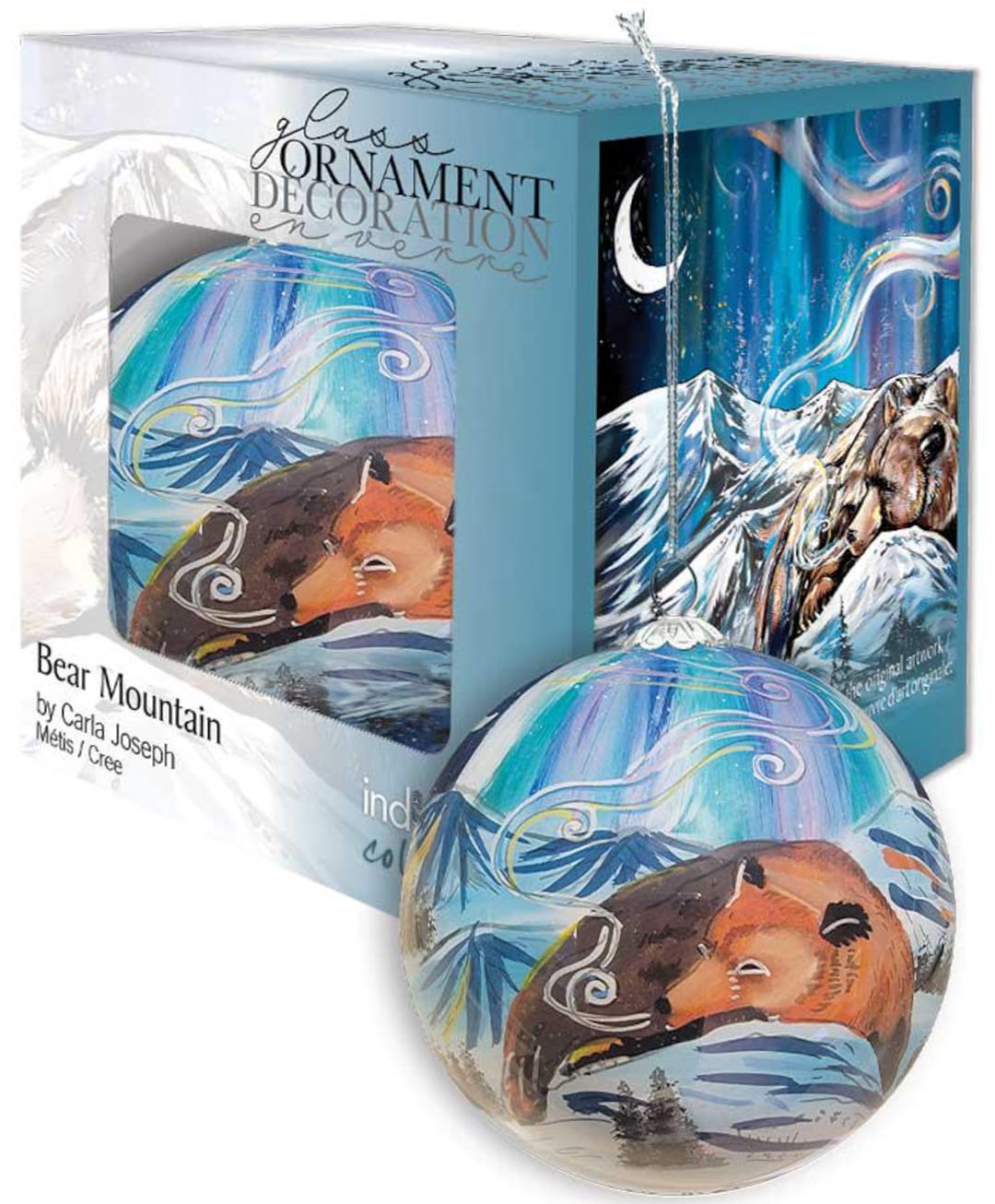 Metis Cree First Nation 'bear Mountain' Glass Christmas Tree Ornament ...