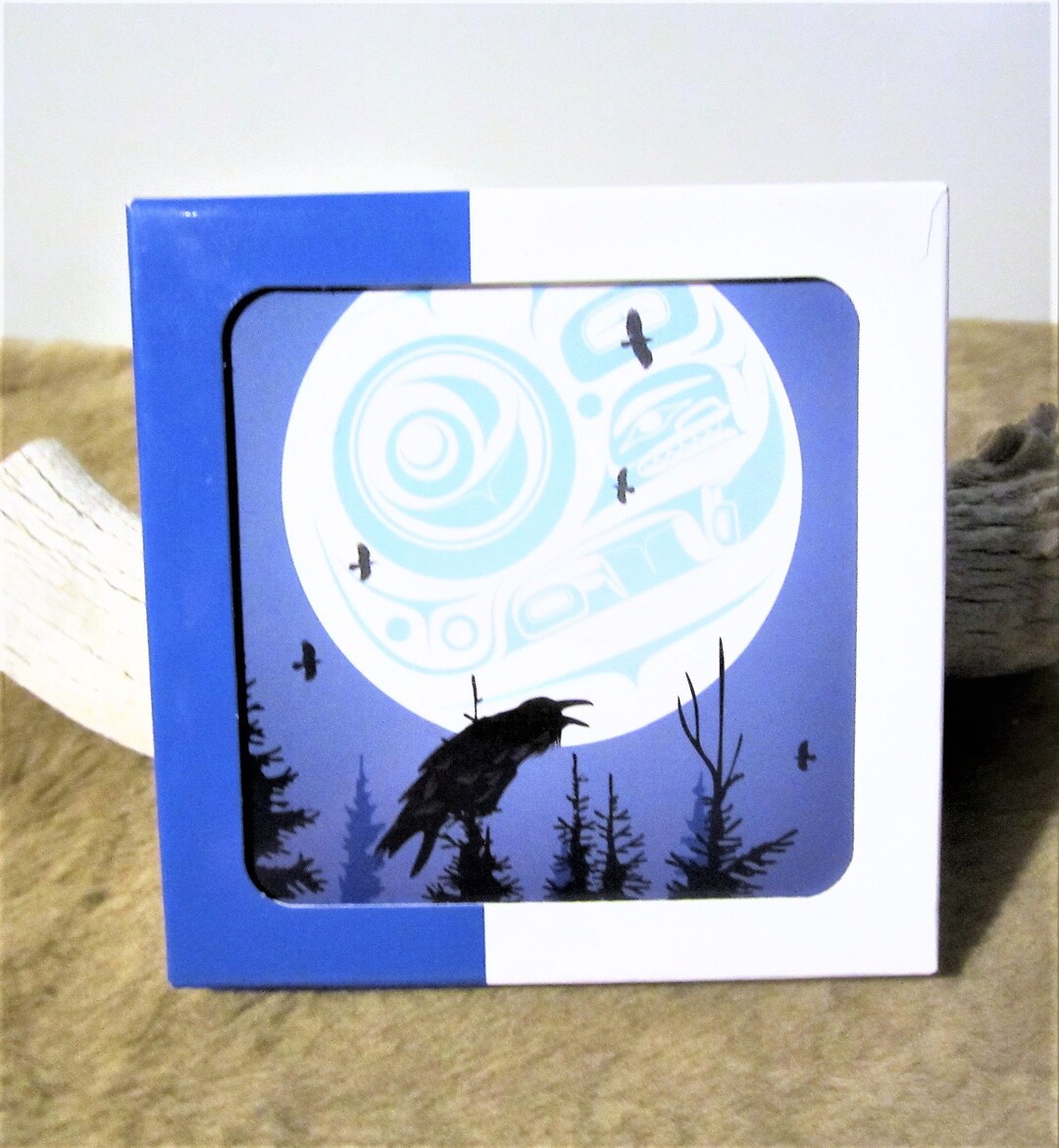 Tlingit First Nation ''raven Moon" Coaster Set of 4 Pacific North West ...