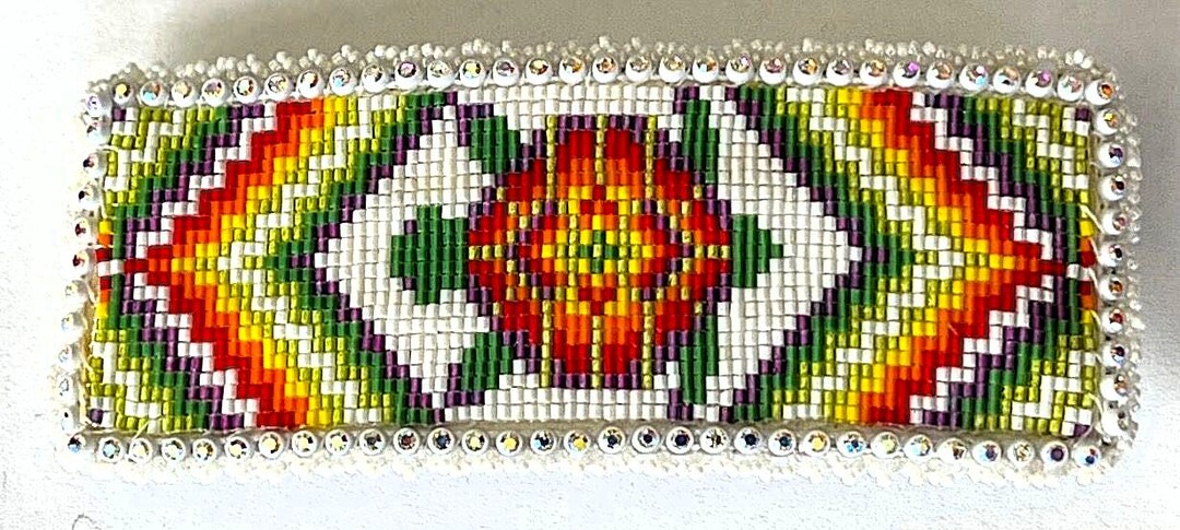 Cree First Nations Hand Beaded White 'turtle' Hair Barrette Great ...